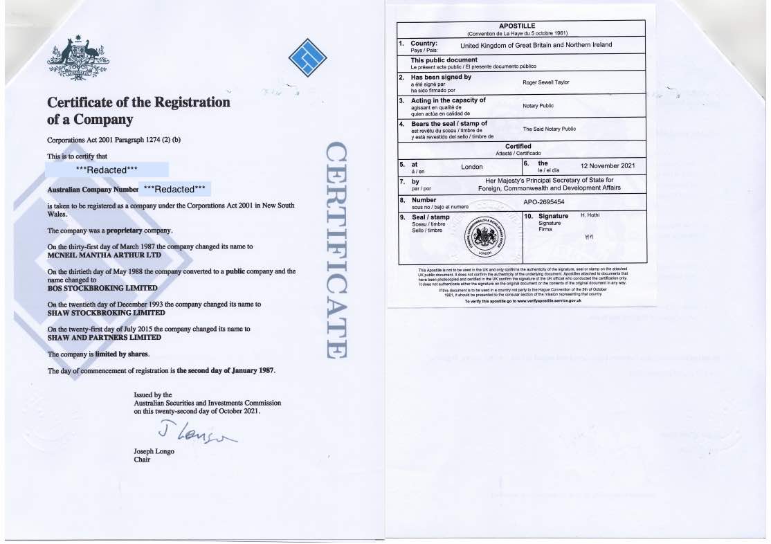 Australia Company Documents