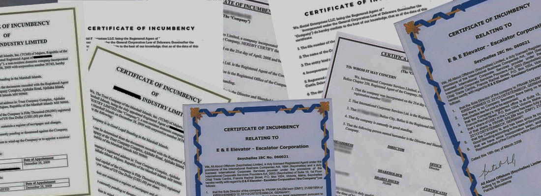 Certificate Of Incumbency